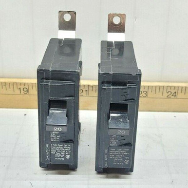 2) SIEMENS 20 AMP BOLT-ON CIRCUIT BREAKERS 120/240 VAC 1 POLE B120 LOT ...