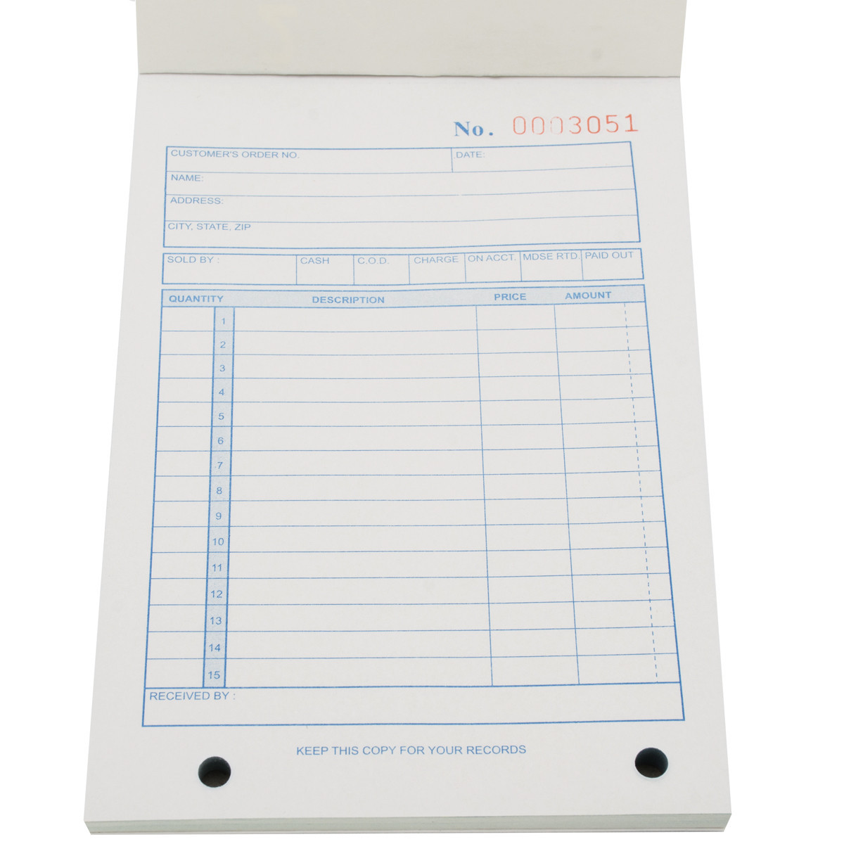 Sales Order Book, 50 sets 2-Part Carbonless, White-Yellow, 4 3/16" x 7 ...