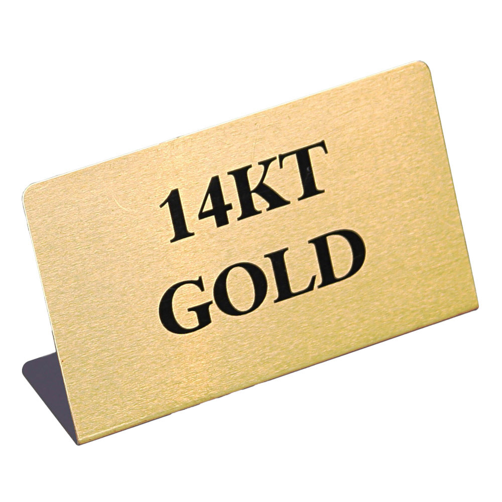 Gold Metal Sign "14KT Gold" for Showcase - Ed's Box & Supply Inc.