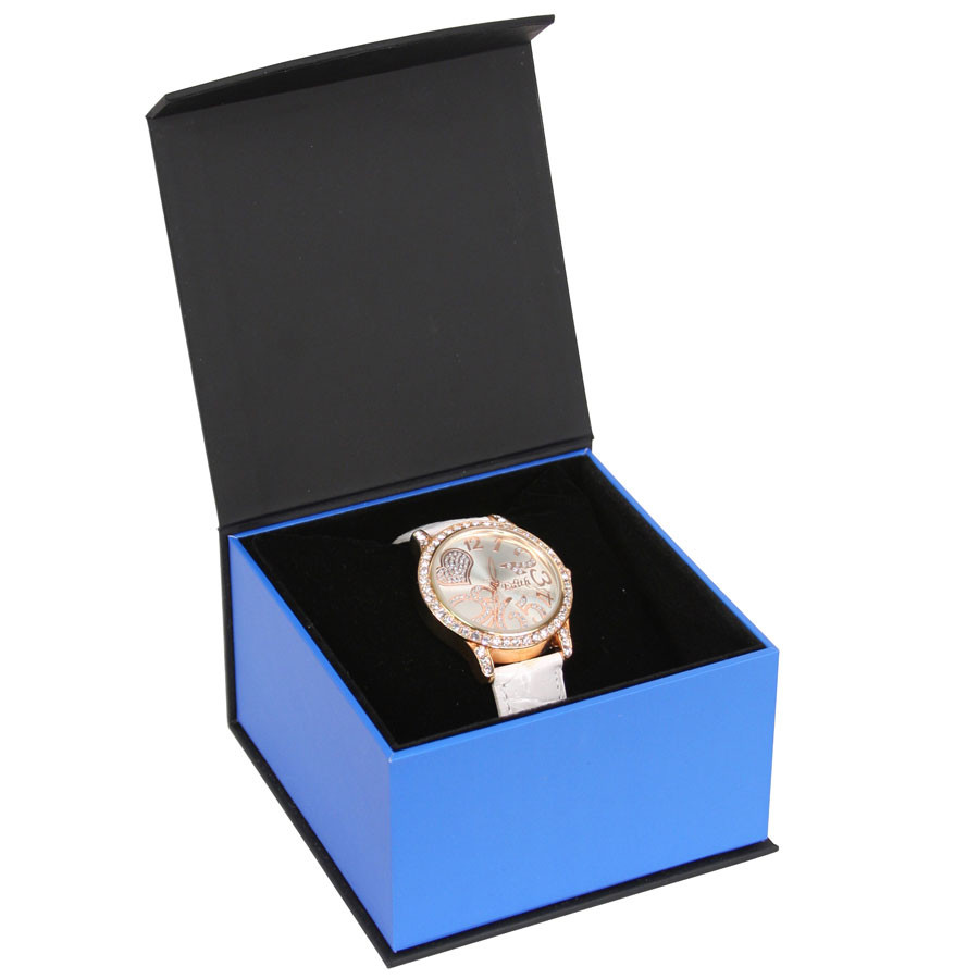 Magnetic Watch Box 4" x 4.12" x 3"H (PF2W-BL) - Ed's Box & Supply Inc.