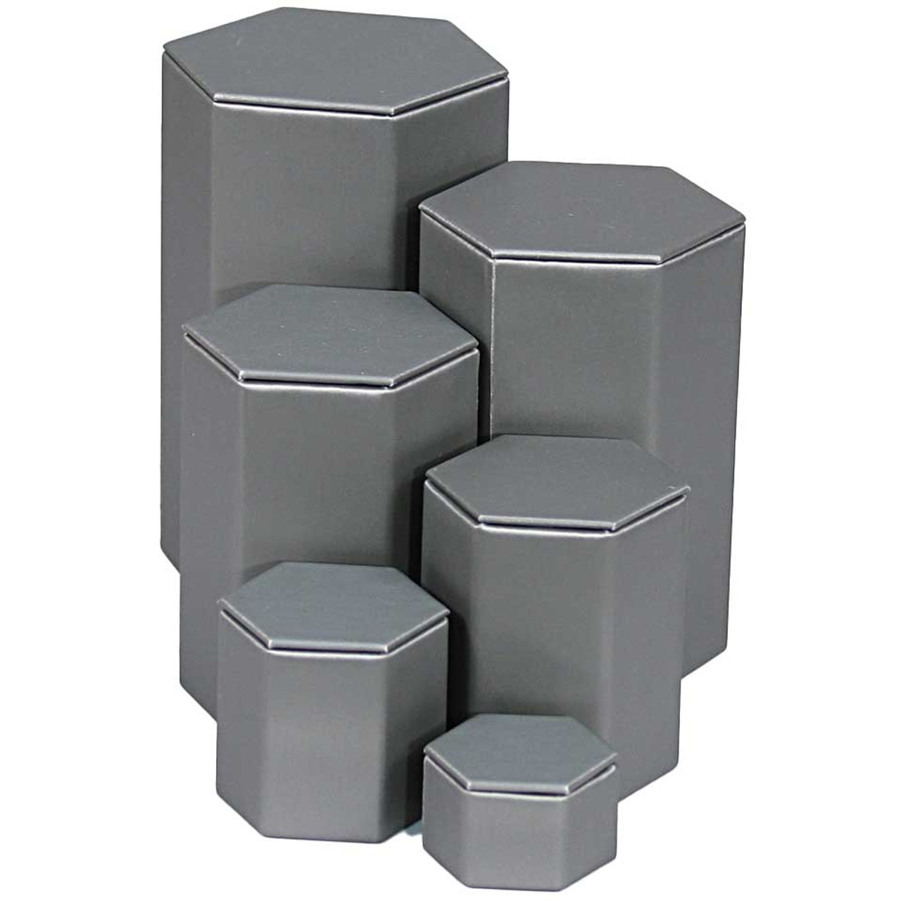6 pc. Hexagon Stacking Riser Set, 2"- 4" diag. x 1 1/4"- 6 1/4"H, 5 ...