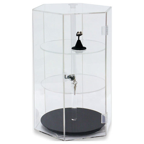 Acrylic Rotating Countertop Display Case with LED Lights - Eds Box ...