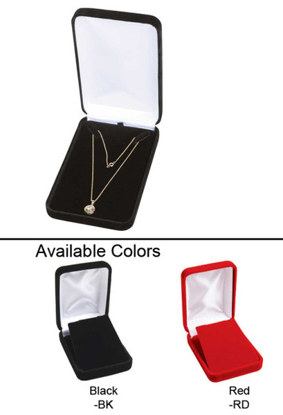 Velvet Metal Necklace Box - 4 1/4" x 7" x 1 5/8"H - Choose Color - Ed's ...