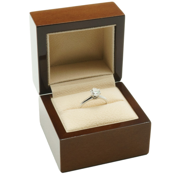 Glossy Kona Ring Box w/ Tan Faux Suede, 2 3/8” x 2 1/8” x 2 1/4”H (RWR3-64) - Ed's Box & Supply Inc.