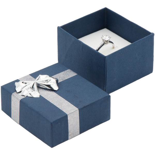 Navy Blue Ring Box with a Shiny Silver Bow Tie - 24 Pieces Per Pack ...