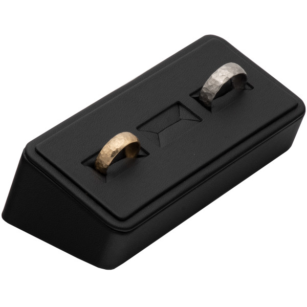 Slot Ring Display with 3 Slots, Black Faux Leather, 4 3/4” x 2 1/8” x 1 ...