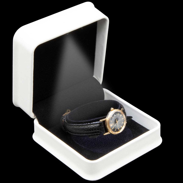 Lighted Watch Box with Calcove Plush Leatherette and Black Suede ...