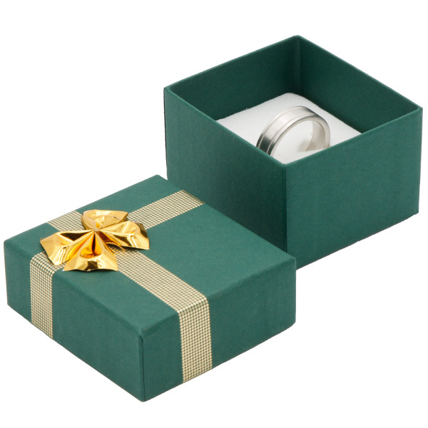 Deep Green Ring Box with a Shiny Gold Bow Tie - 24 Pieces Per Pack - Ed ...