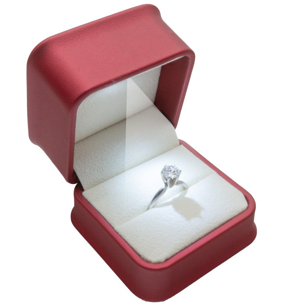 LED Lighted Ring Box with Plush Red Leatherette Exterior - Ed's Box ...