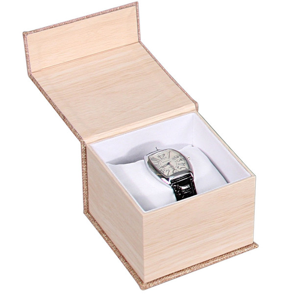 Burlap Magnetic Watch Pillow Box 4" x 4.12" x 3"H (PJ2W-N3) - Ed's Box ...