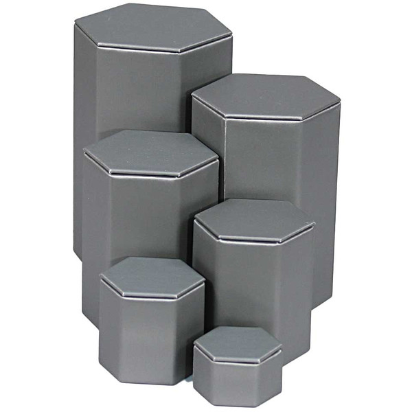 6 pc. Hexagon Stacking Riser Set, 2"- 4" diag. x 1 1/4"- 6 1/4"H, 5 ...