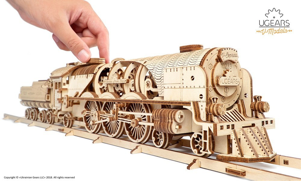 UGears V-Express Train with Tender Mechanical Model - King Kong Hobbies