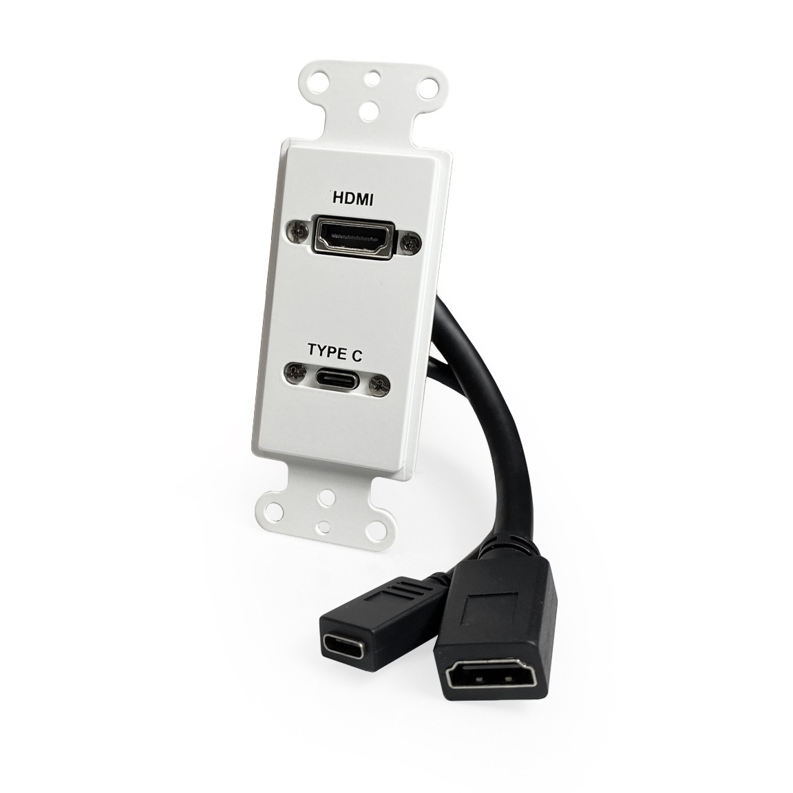 HDMI and USB-C 3.0 Pass-Through Single Gang Decorative Wall Plate with ...