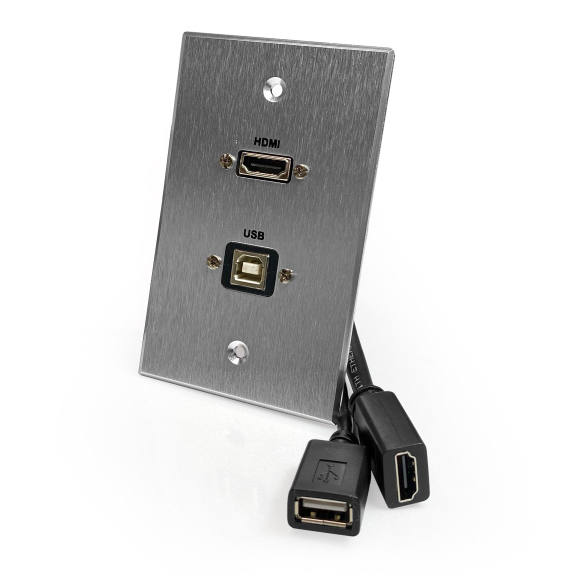 HDMI and USB-C 3.0 Pass-Through Single Gang Aluminum Wall Plate with ...