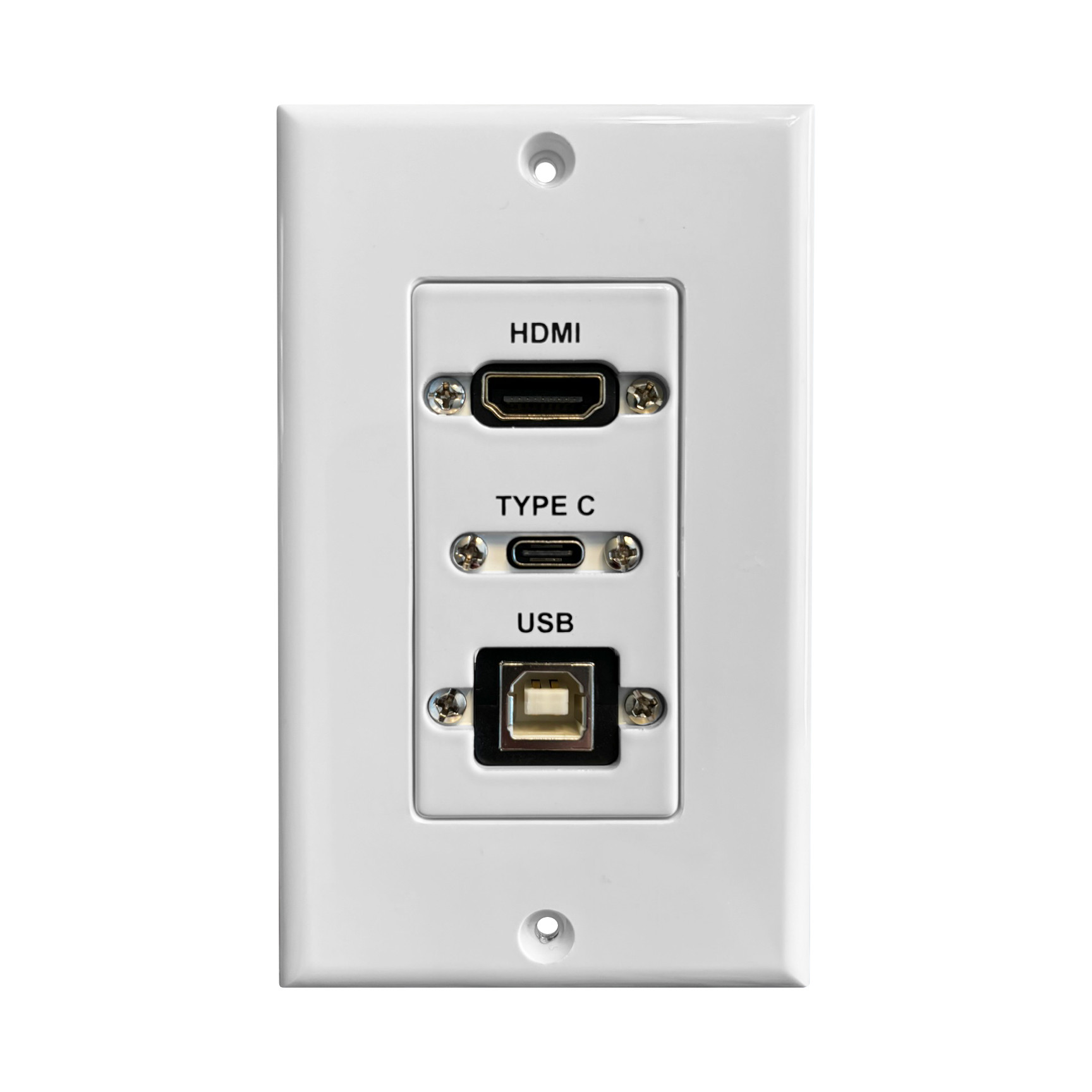 USB-C Pass-Through Single Gang Decorative Wall Plate with Pigtail - White