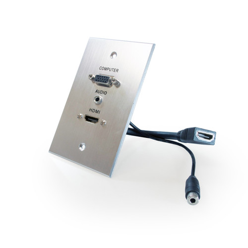 HDMI, VGA, 3.5mm Audio Pass Through Single Gang Wall Plate with ...