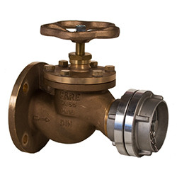 FIRE/DECKWASH VALVE DIN BRONZE, FLANGE & STORZ #911 50MM - Kyodo USA