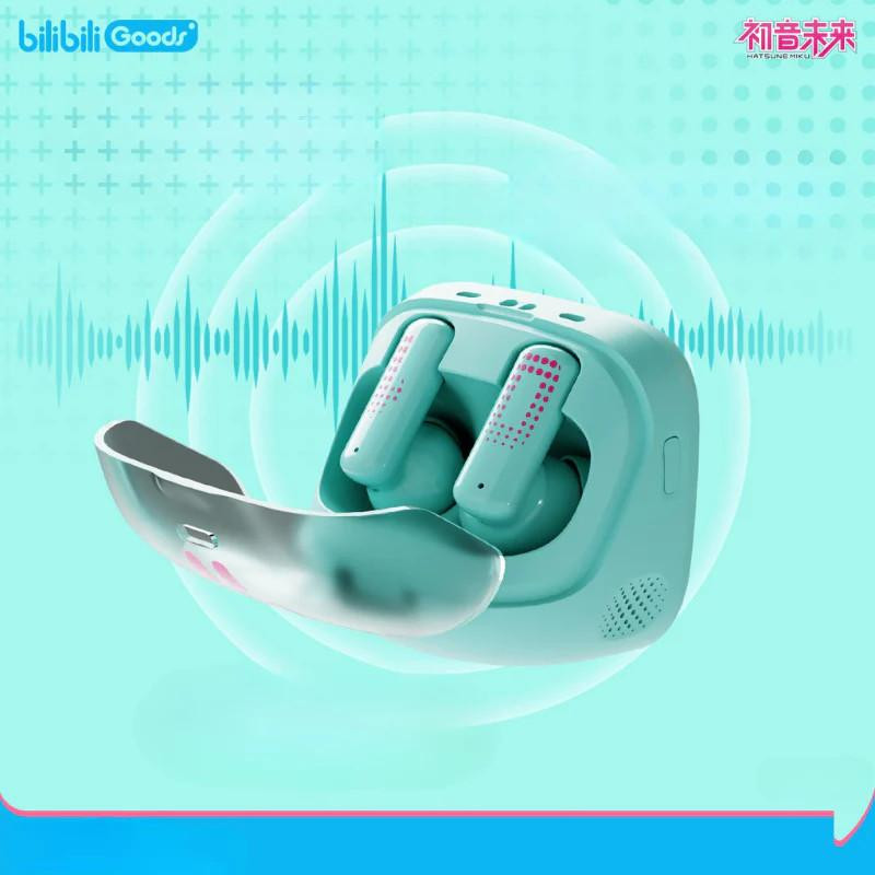 BilibiliGoods Hatsune Miku Earbuds Cube Face LCD Screen Wireless Bluetooth