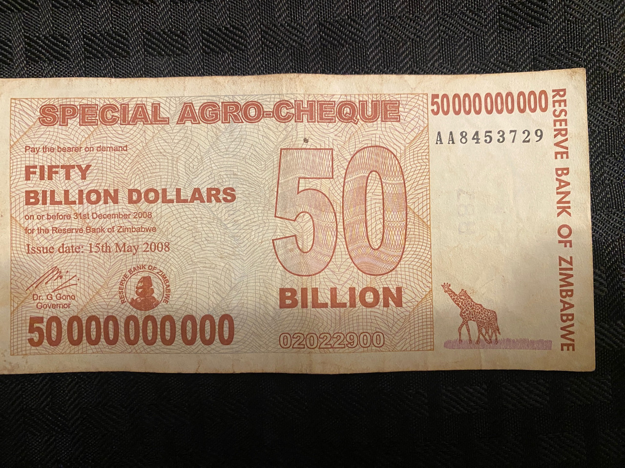 Zimbabwe - 50 Billion Special Agro Cheque (Circulated)
