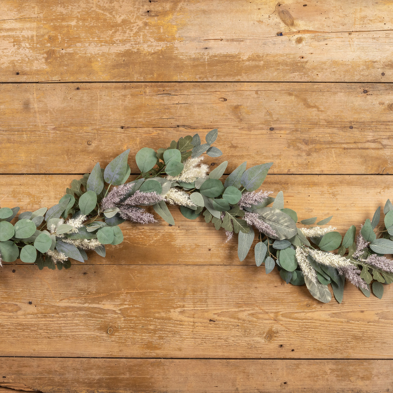 6' EUCALYPTUS W/ CREAM & PURPLE HEATHER GARLAND - Ragon House