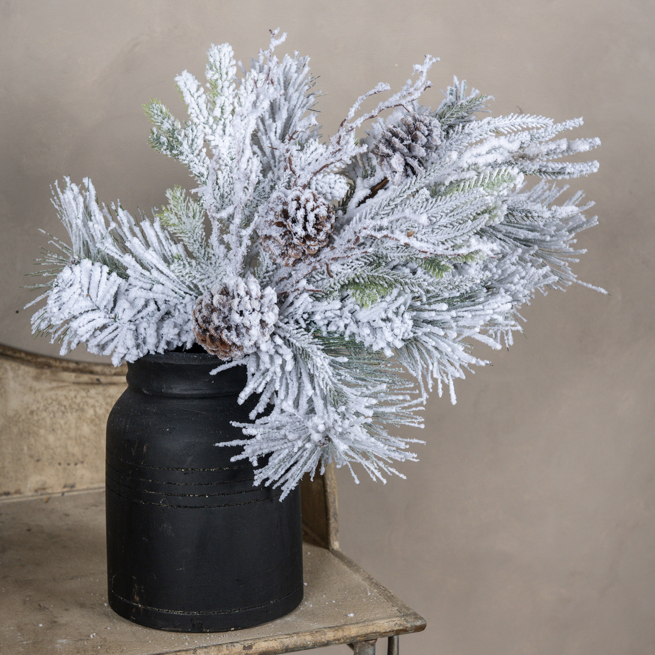 28" HEAVILY FLOCKED PINE SPRAY - Ragon House