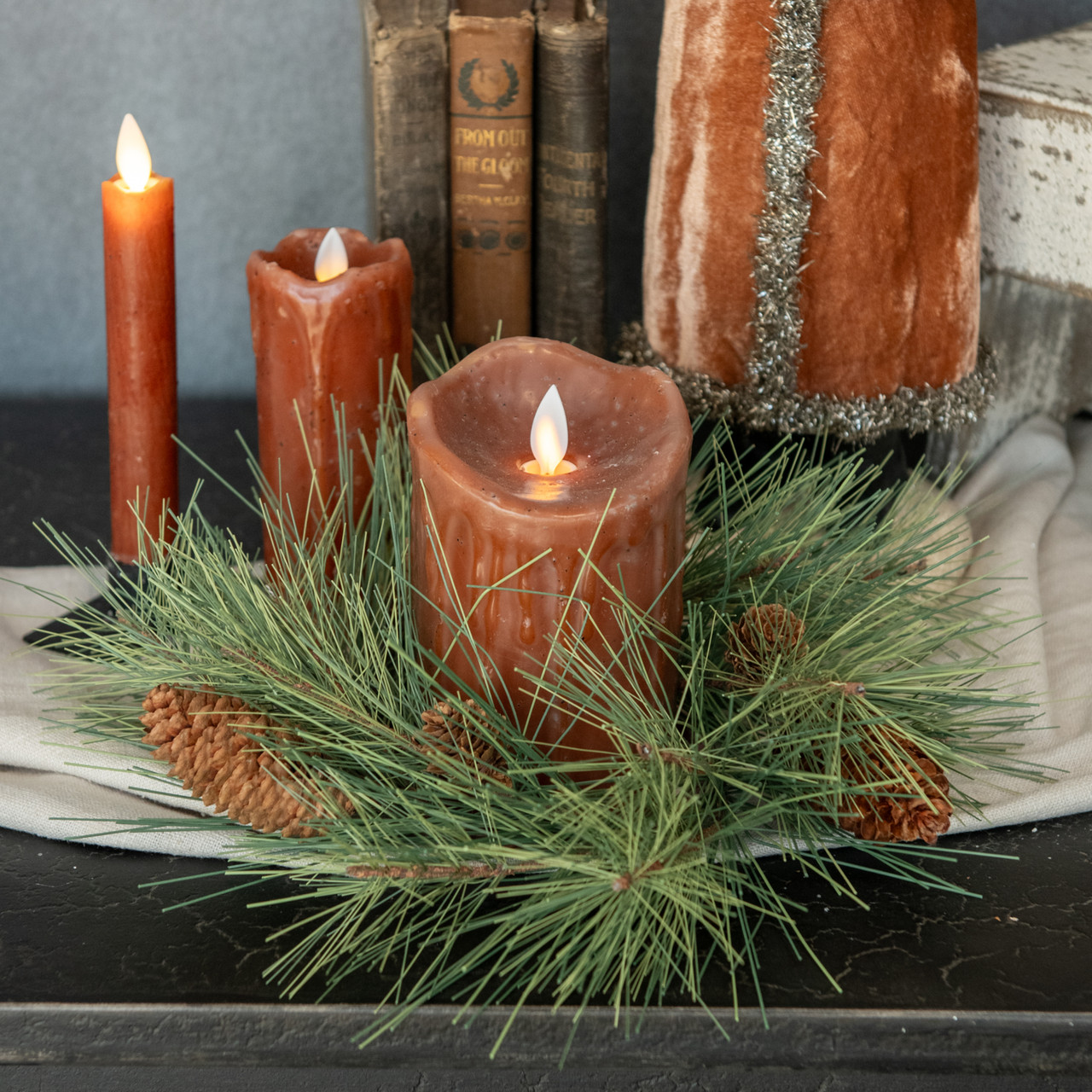 10" LONG NEEDLE PINE CANDLE RING - Ragon House