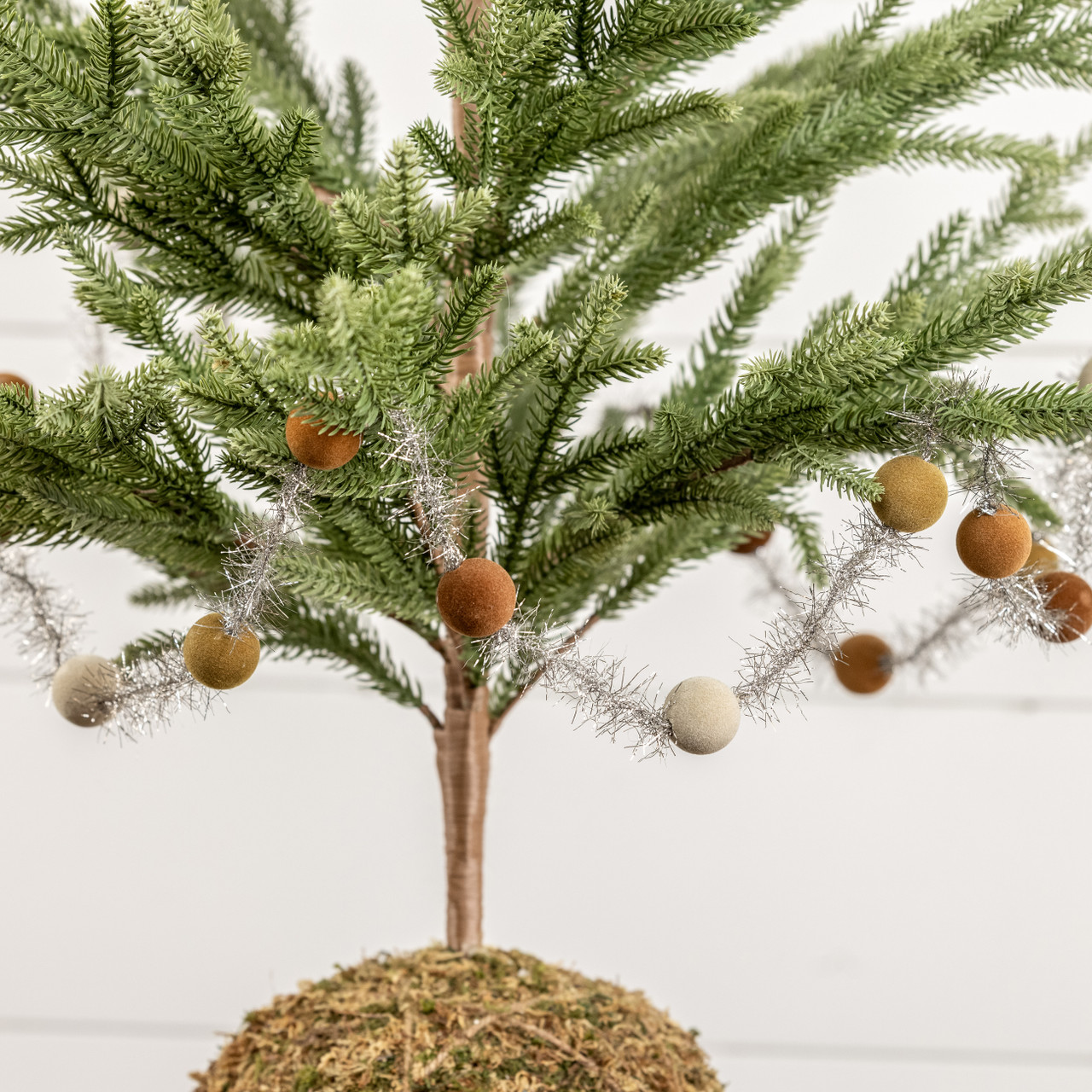 6' - GRADIENT TAN 1" FLOCKED BALL GARLAND - Ragon House