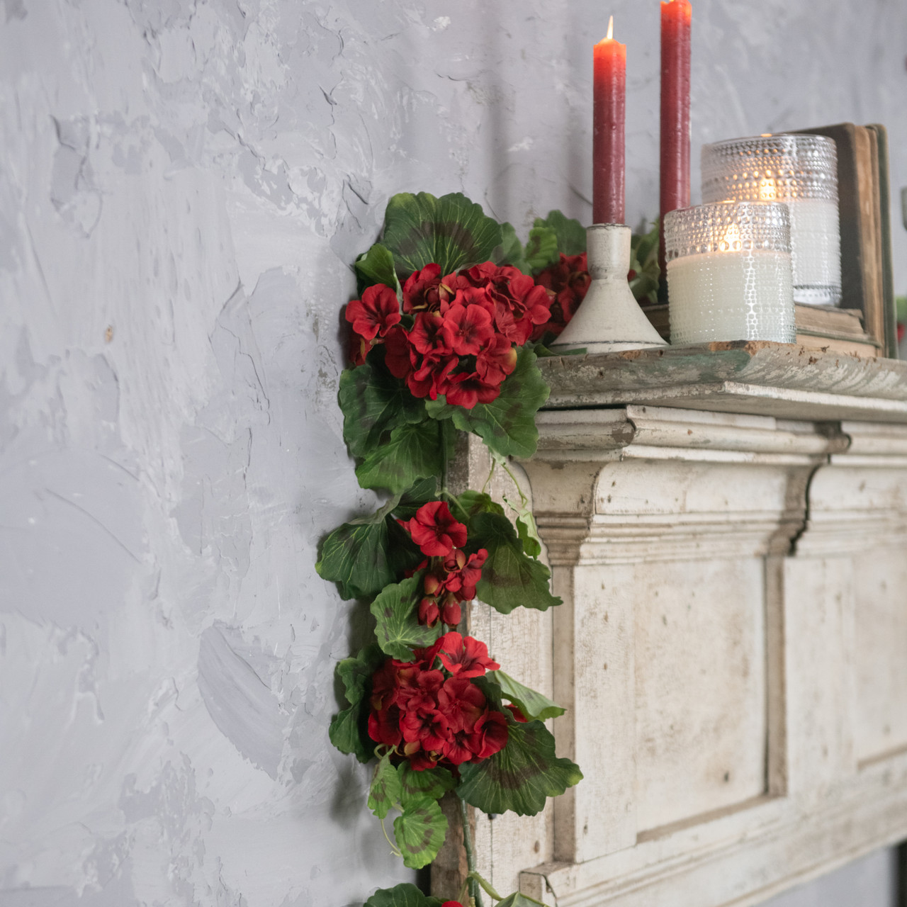 6' RED GERANIUM GARLAND - Ragon House