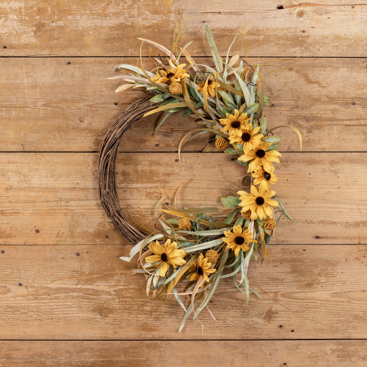 24" YELLOW MIXED BLACK-EYED SUSAN WREATH - Ragon House