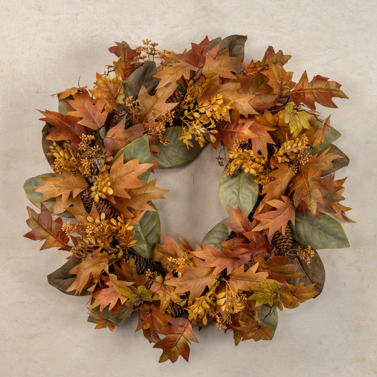 24" HARVEST MIXED LEAF WREATH - Ragon House
