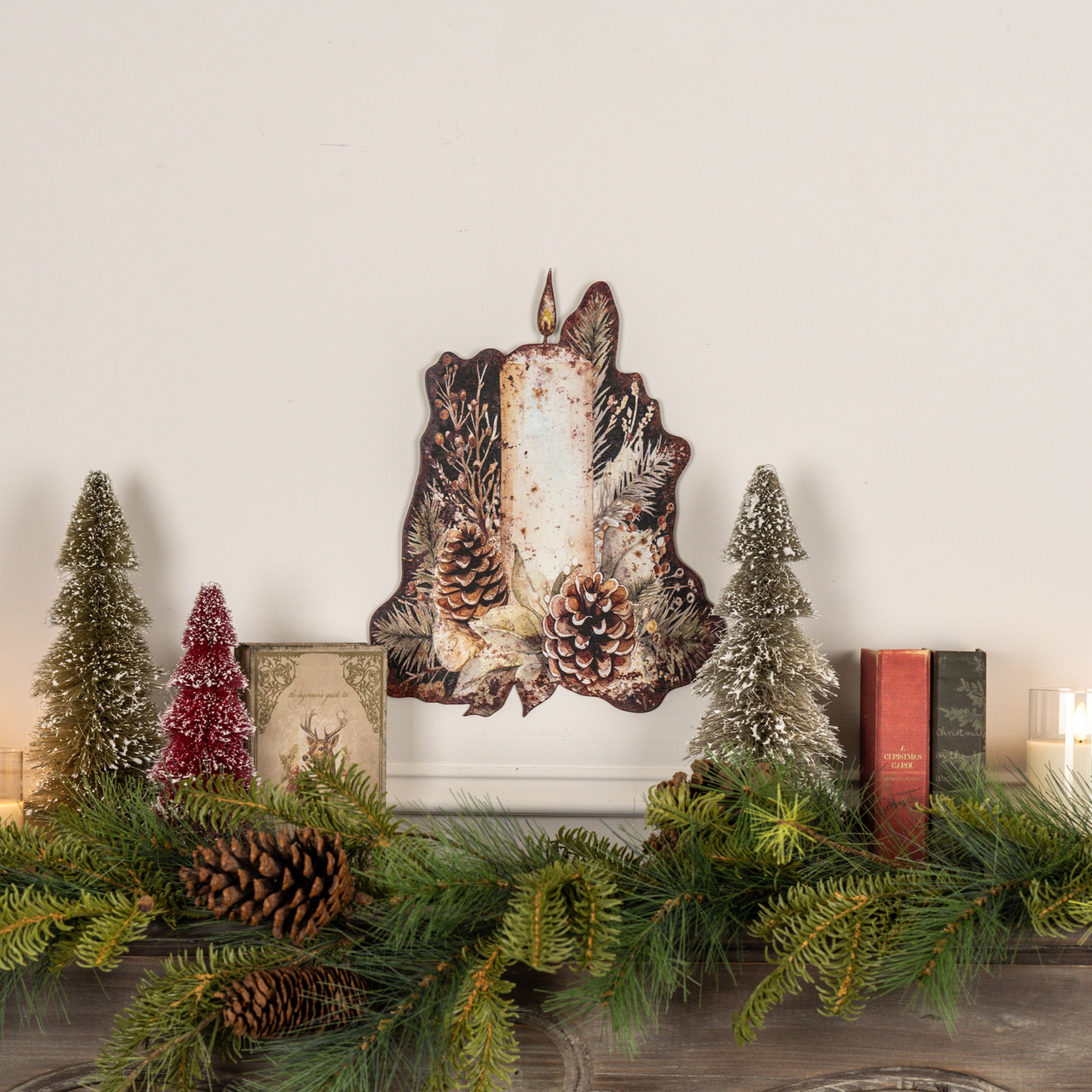 LIT CANDLE METAL WALL PLAQUE - Ragon House