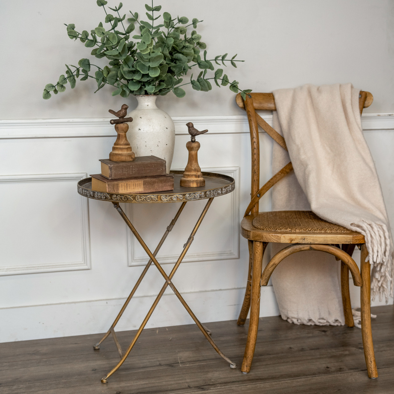 ROUND GOLD FOLDING TRAY TABLE - Ragon House