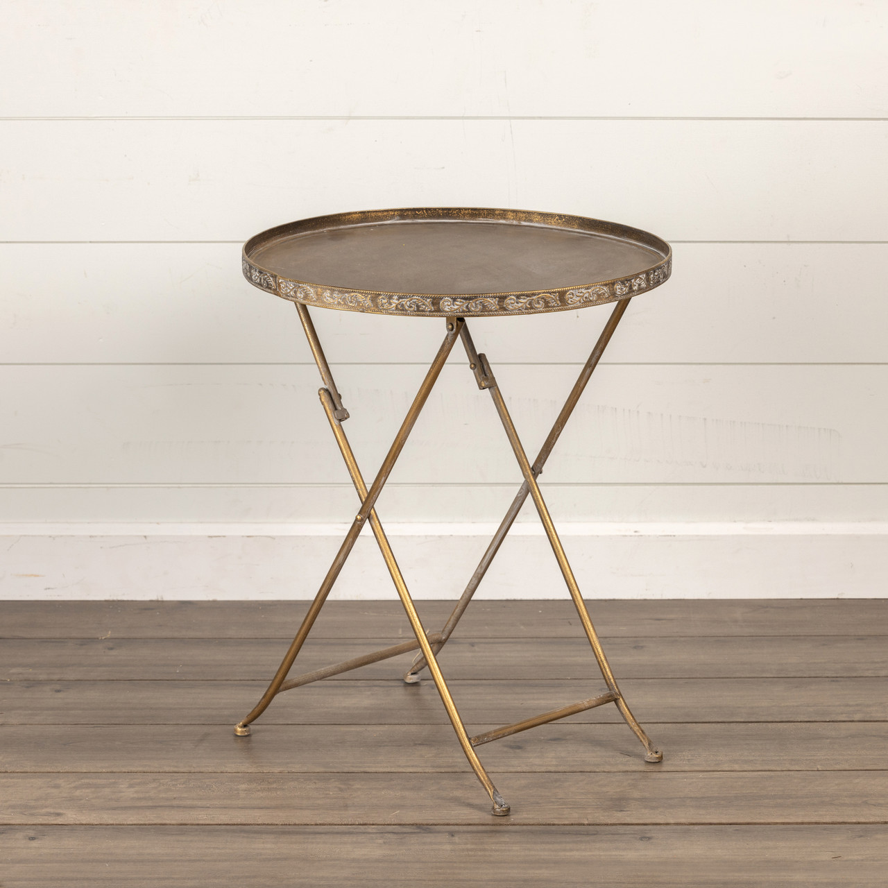 ROUND GOLD FOLDING TRAY TABLE - Ragon House