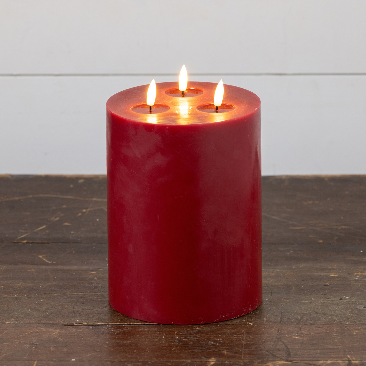 9" RED 3 WICK 3D FLAME CANDLE - Ragon House