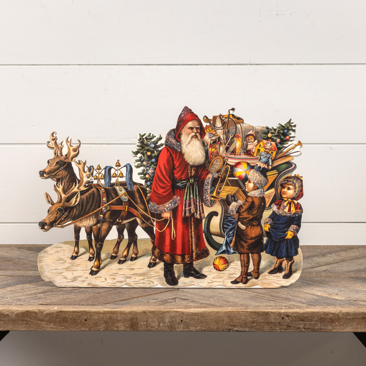 20" SANTA W/ TOY PACKED SLEIGH DUMMY BOARD - Ragon House