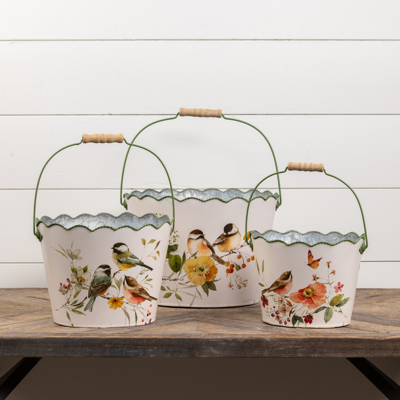 SET/ 3 SCALLOPED BIRD BUCKETS - Ragon House