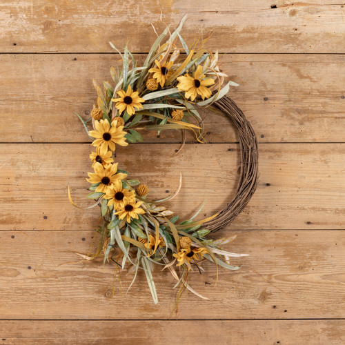 24" YELLOW MIXED BLACK-EYED SUSAN WREATH - Ragon House