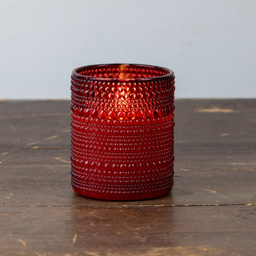 4" RED DOTTED GLASS 3D FLAME CANDLE - Ragon House