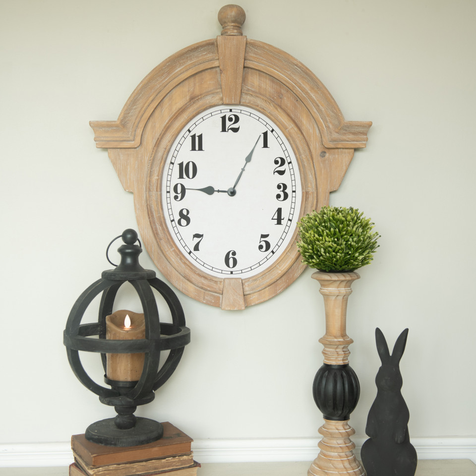 OVAL WOOD WALL CLOCK - Ragon House