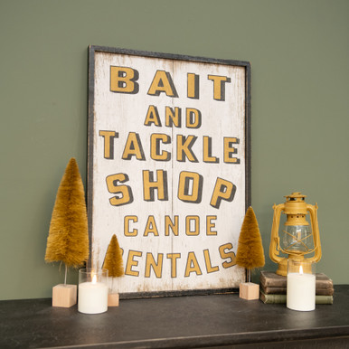 YELLOW BAIT AND TACKLE SHOP SIGN - Ragon House