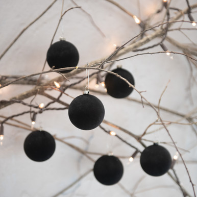 SET/ 6 - 2.5" BLACK FLOCKED BALLS - Ragon House