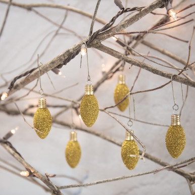 SET/ 6 GOLD GLASS GLITTER BULBS - Ragon House