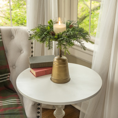 11.5" GOLD BELL PILLAR CANDLE STAND - Ragon House
