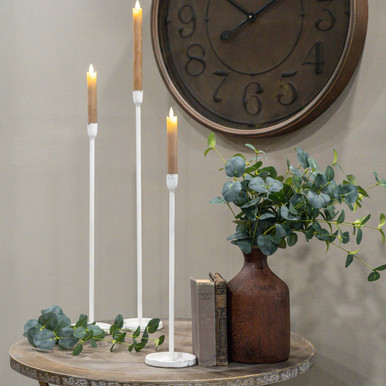 16.25" WHITE NEWTON TAPER CANDLESTICK - Ragon House