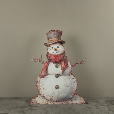 36" RED SCARF SNOWMAN METAL DUMMY BOARD - Ragon House