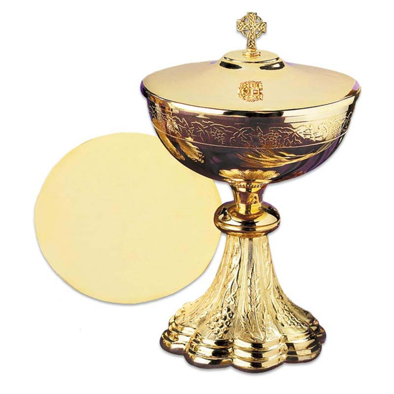 Grapes & Wheat Engraved Ciborium with Celtic Cross Cover - [Wholesale ...