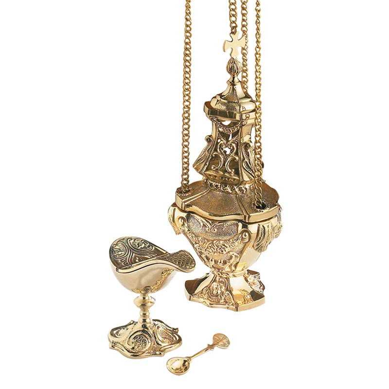 Ornate Brass Censer with Boat Set - [Wholesale]Christian Brands Church ...