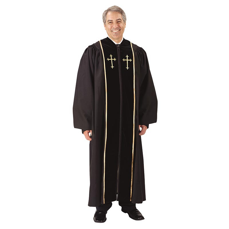 Barrister Collection Embroidered Gold Cross Pulpit Robe - [Wholesale ...