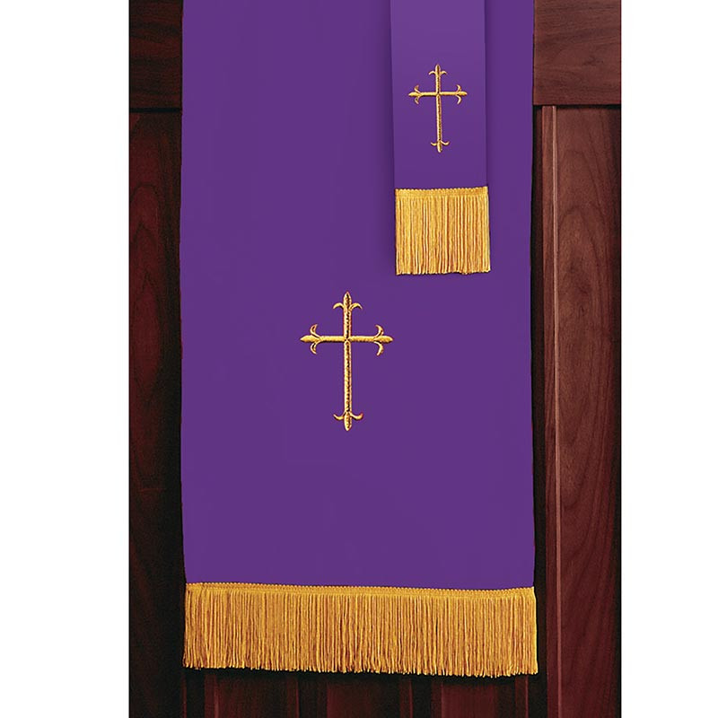 Reversible Fleur-de-Lis Cross Pulpit Scarf - Hunter Green/Purple ...