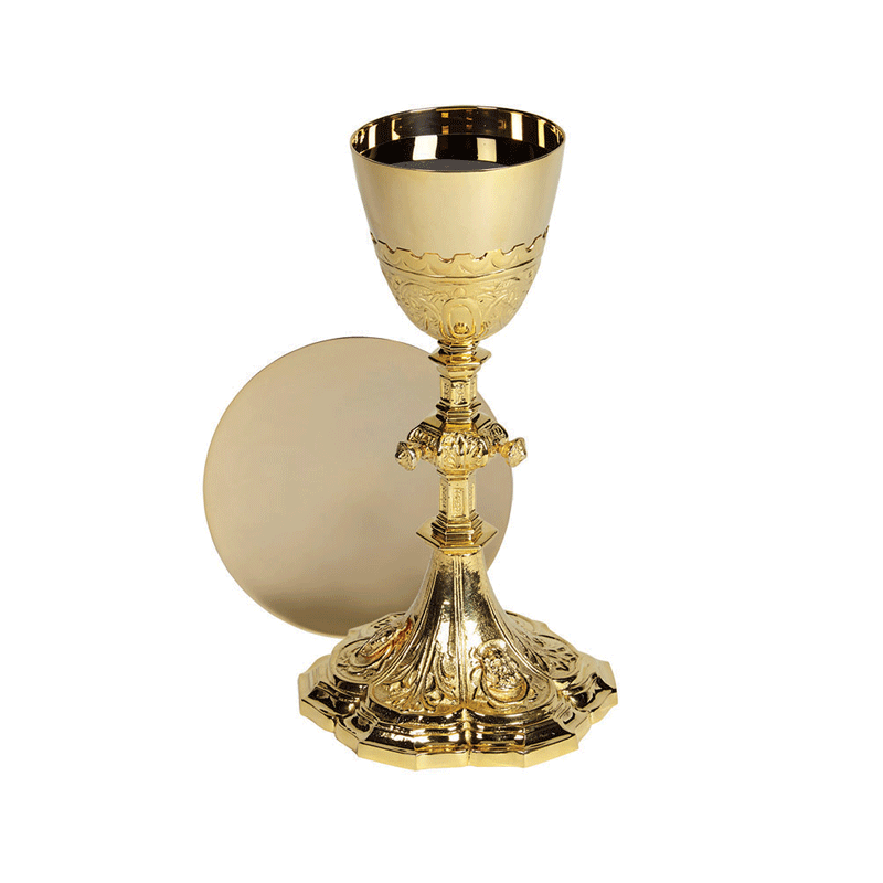 Vine Embossed Chalice and Paten Set - Christian Brands Church Supply